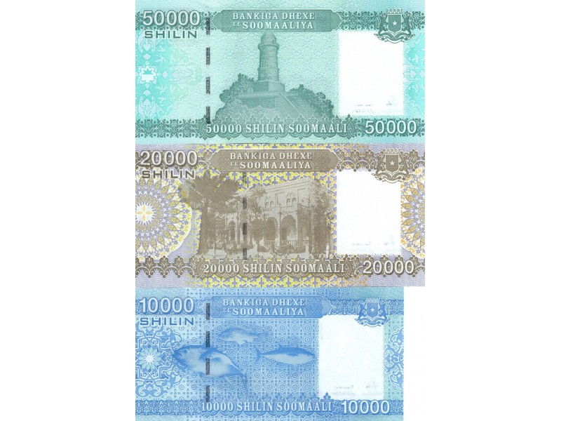 SOMALIA set 1000, 20000 i 50000 Shillings 2023 UNC