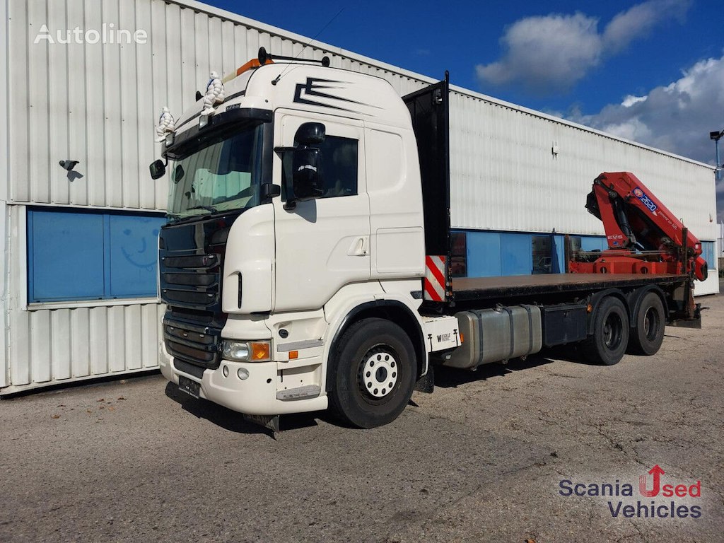 Scania R 500 LB6x2HNB Pri Kran HMF 2620 Bj. 2018 kamion s ravnom platformom