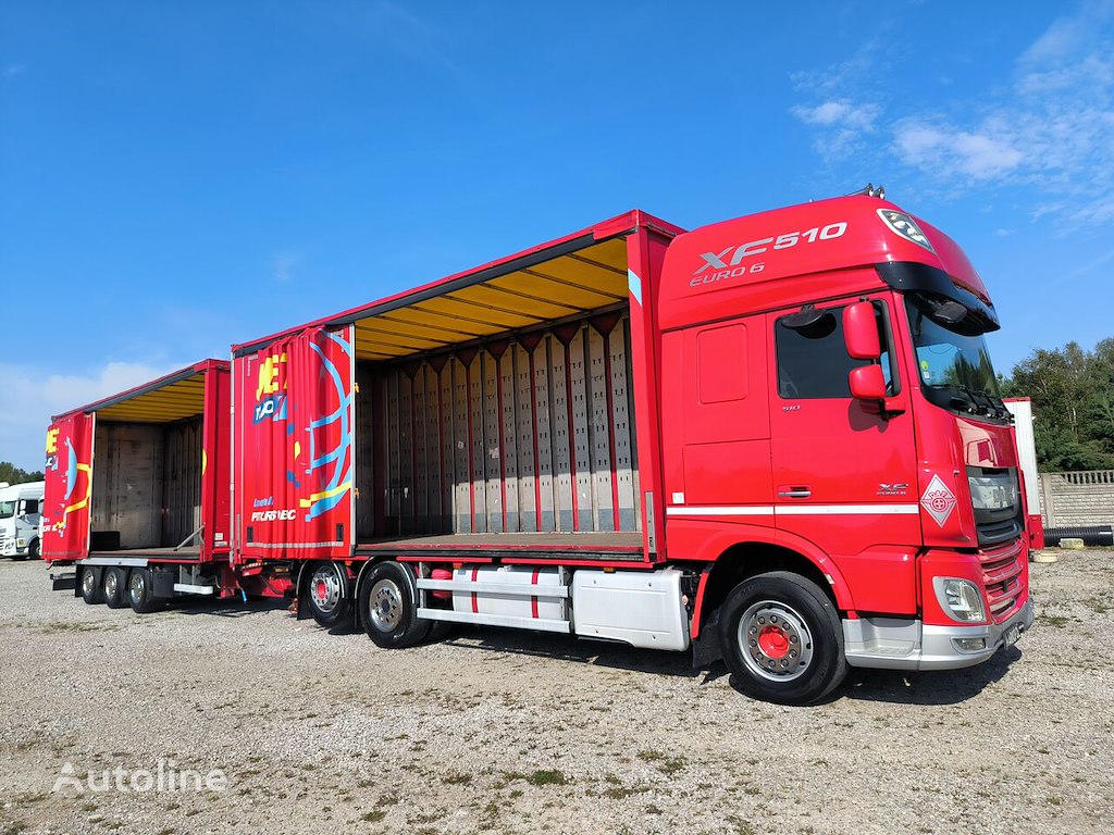 DAF XF 510 /Zestaw przestrzenny / Retarder / Lodówka / 2 baki sprow kamion sa klizna zavesa cerada + prikolica sa kliznom ceradom