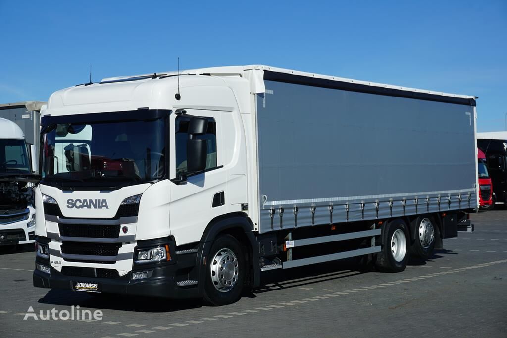 Scania P 450 / E 6 / ACC / FIRANKA / 20 PALET / OŚ SKRĘTNA / ŁAD. 15 05 kamion sa klizna zavesa cerada