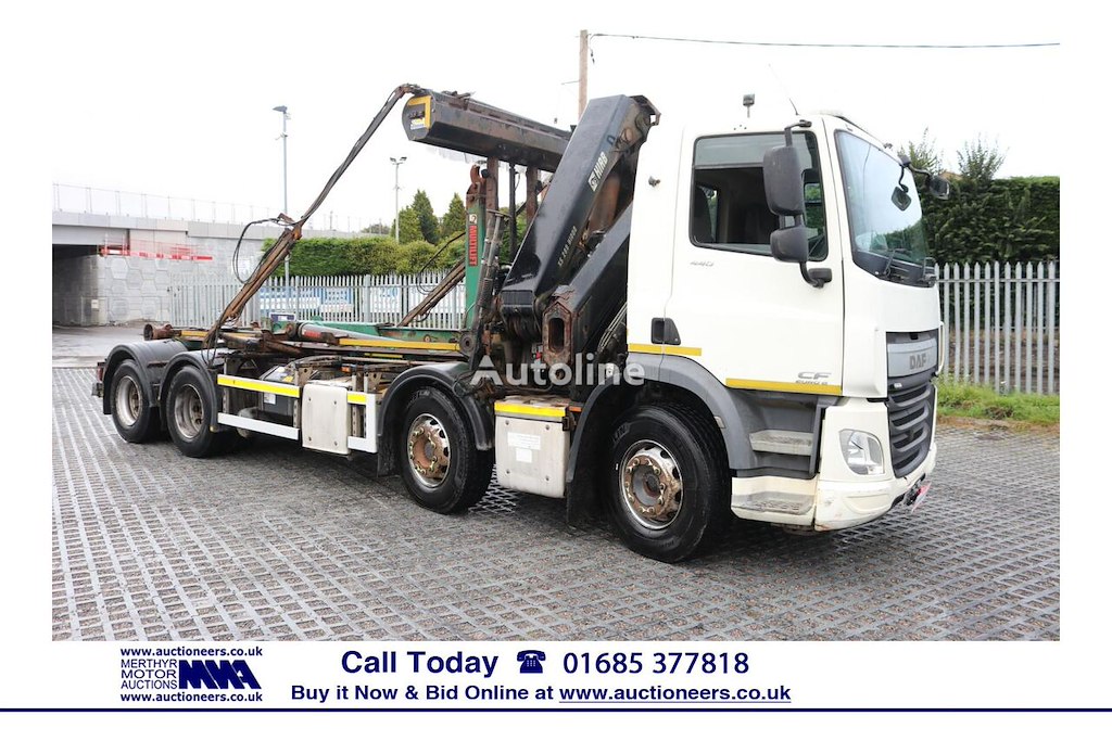 DAF CF440 8X4 32TON MULTILIFT HOOK LOADER C/W HIAB CRANE (EURO 6) kamion rol kiper