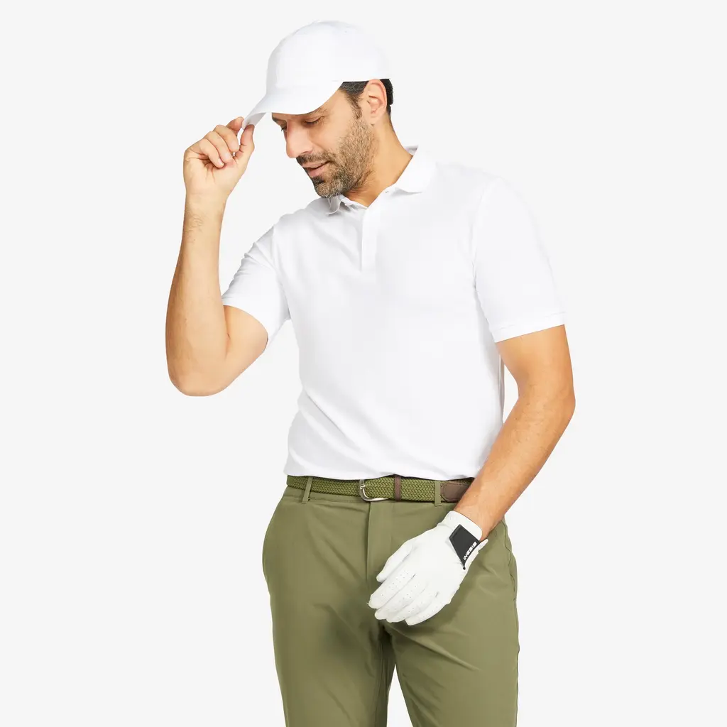 POLO MAJICA KRATKIH RUKAVA ZA GOLF WW500 MUŠKA - BELA