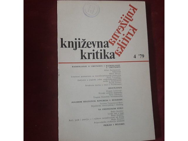 170 Književna kritika 4/1979 - Razmisljanje o umetnosti