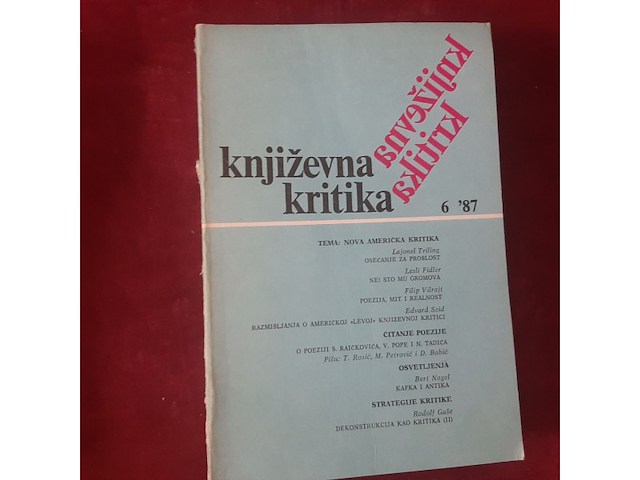 170 Književna kritika 6 / 87 - Nova americka kritika