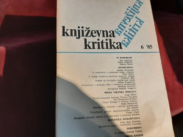 170 KNJIŽEVNA KRITIKA 6 / 85