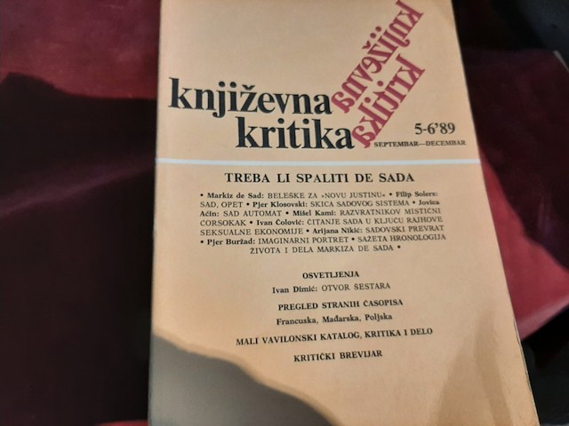 170 KNJIŽEVNA KRITIKA 5,6 / 89 treba li spaliti De Sada