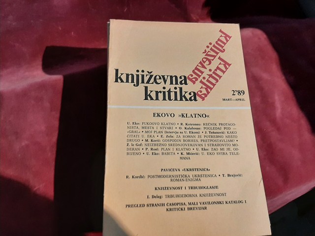 170 KNJIŽEVNA KRITIKA 2/89