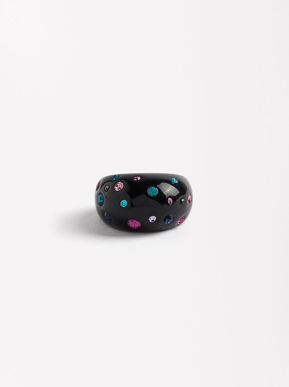 Resin Ring With Multicolor Crystals