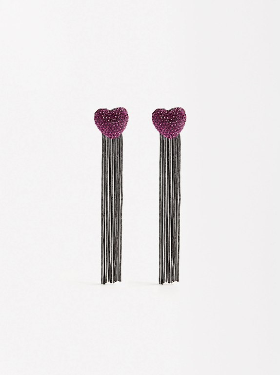 HEART EARRINGS WITH FRINGES