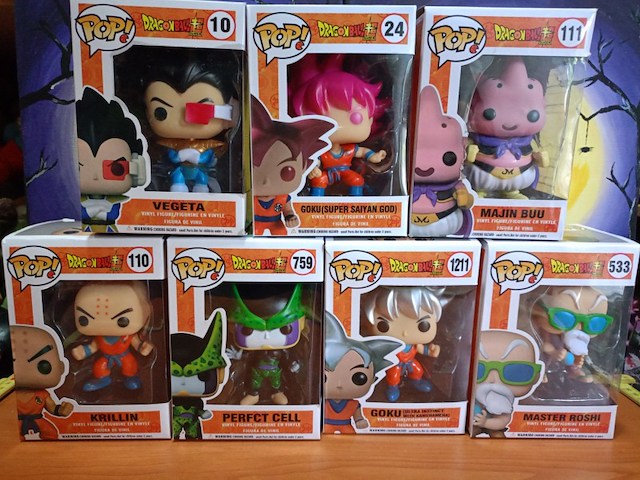 Dragon Ball Pop Goku Krilin Vegeta 7 figura Novo