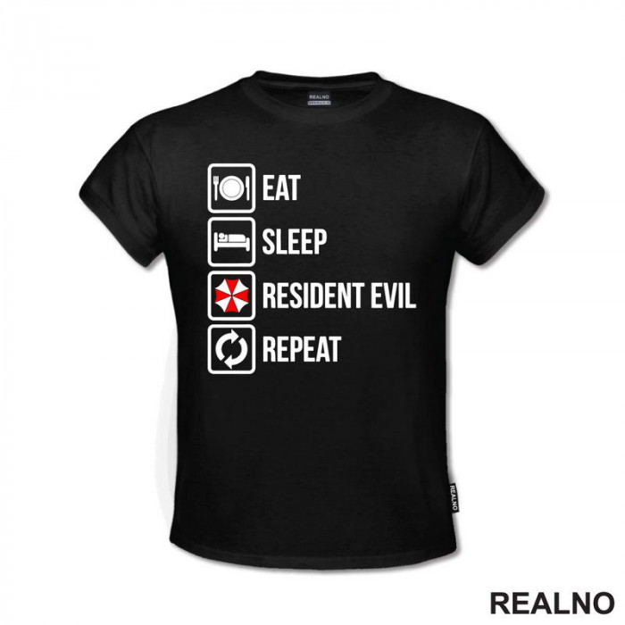 EAT, SLEEP, REPEAT - RESIDENT EVIL - MAJICA