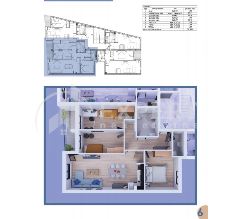 Trosoban stan, 78.5 m2, Dom zdravlja, Vojvode Tankosića ID: p-011583