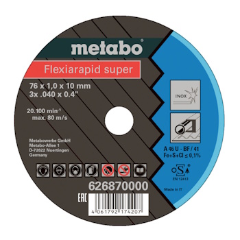 Metabo Flexiarapid Super rezna ploča metal/inox 76x1.0x10.0mm set 5/1 626870000