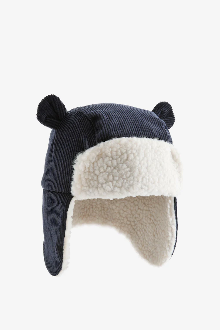 Navy Blue Bear Ear Trapper Hat (3mths-6yrs)