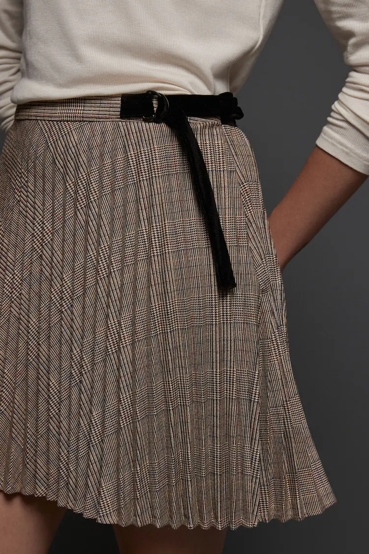 Neutral Check Mini Kilt Skirt