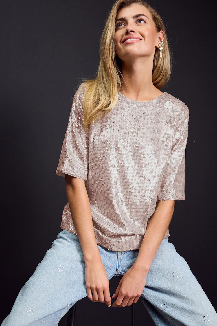 Gold Champagne Sequin T-Shirt