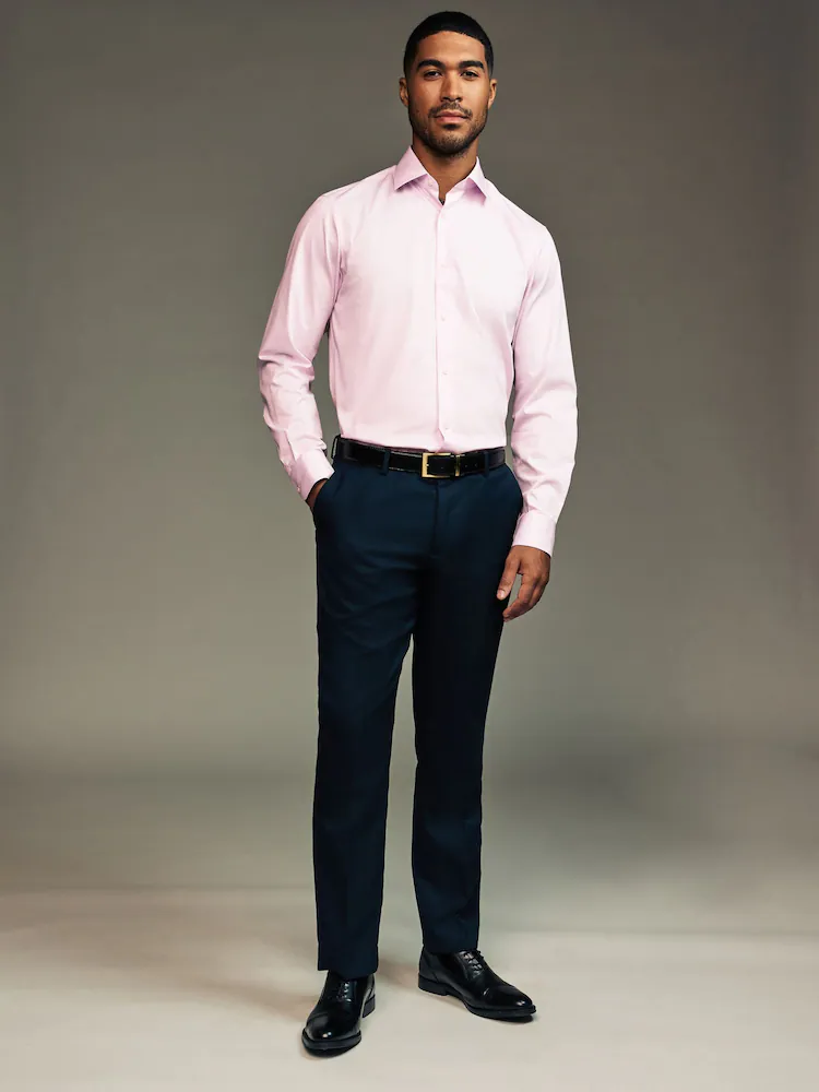 Pink Regular Fit Single Cuff Easy Care Twill Shirt