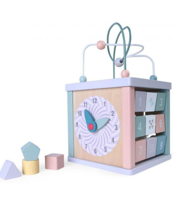 ECOTOYS drvena kocka sorter, shapes, clock edukativna igračka za decu