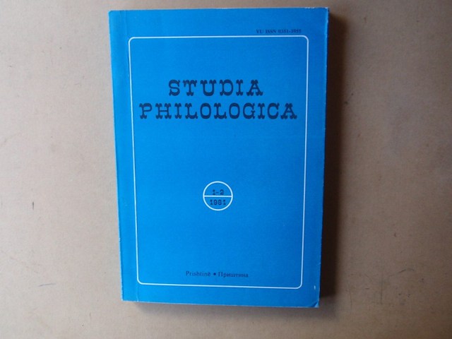 STUDIA PHILOLOGICA 1 - 2 / Priština 1981 Časopis