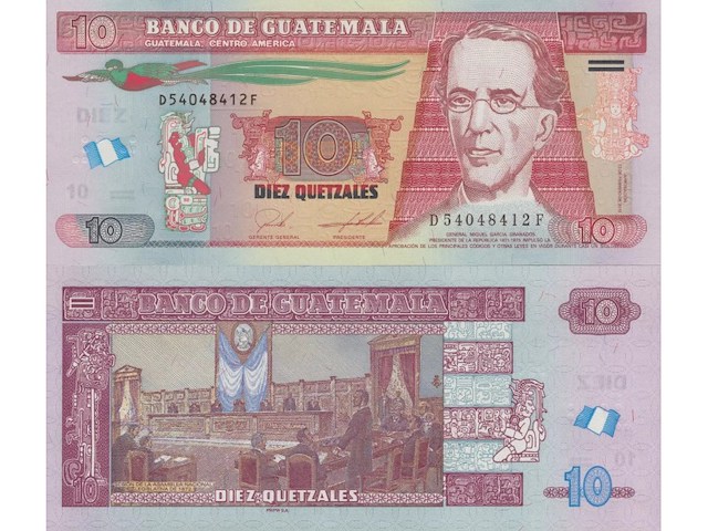 GUATEMALA Gvatemala 10 Quetzal 2019 UNC, P-123