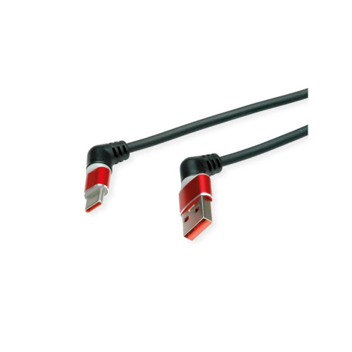 ROLINE 360° Rotation USB 2.0 Cable, C - A, M/M, 60W, Red Black, 2 m