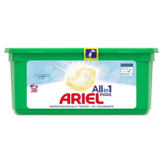 ARIEL KAPSULE ZA PRANJE VEŠA SENSITIVE SKIN ALL IN 1 - 26 PRANJA