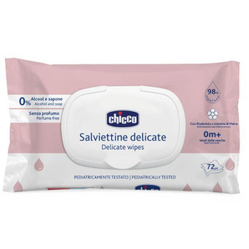 CHICCO DELICATE VLAŽNE MARAMICE,72KOM SA POKLOPCEM