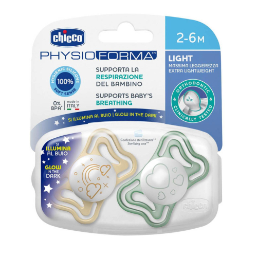 CHICCO LAŽA LIGHT NOĆNA, SILIKON,2-6M,2KOM