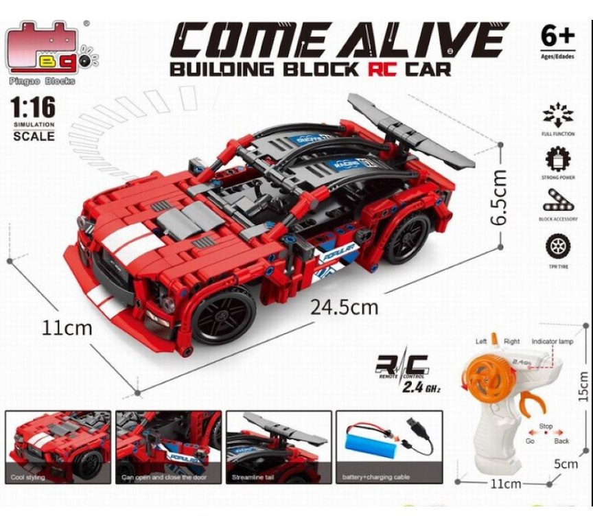 Rc Auto na daljinski konstruktor crveni