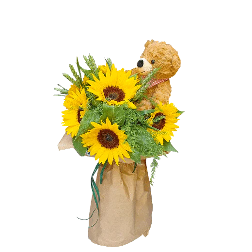 Sunflowers and Teddy bear