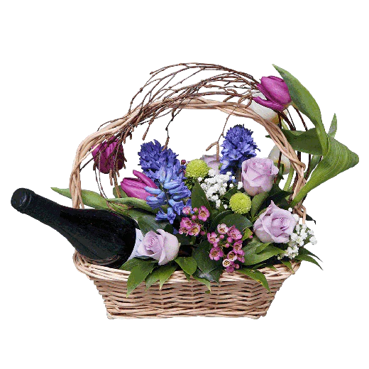 Wine & floral basket