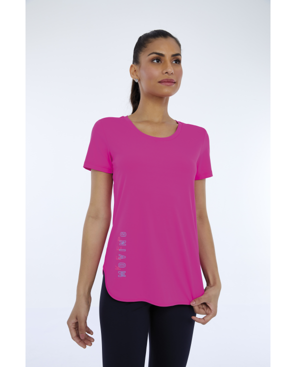 T-Shirt Skin Fit Inspiracionais Pink Choque