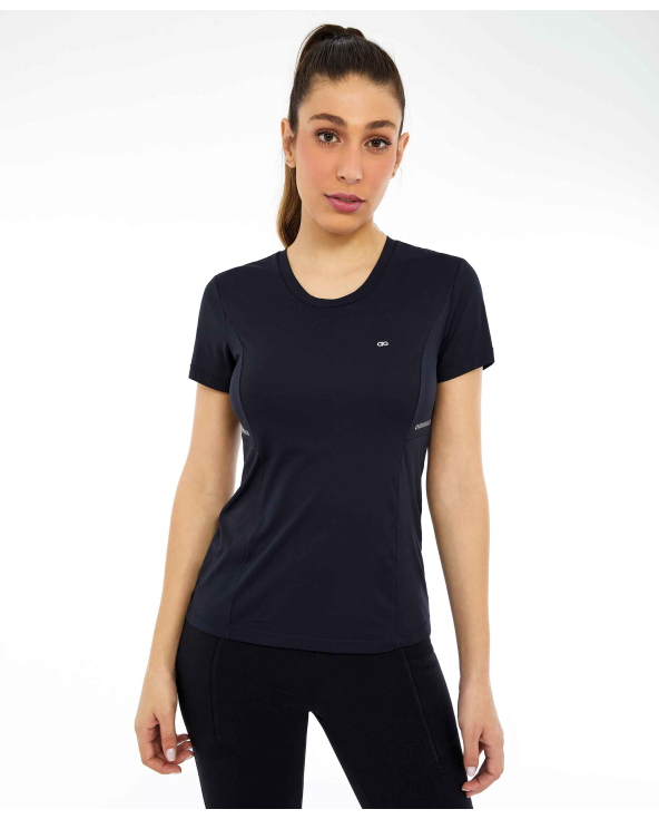 T-Shirt Skin Fit Recortes Com Refletivos Preto