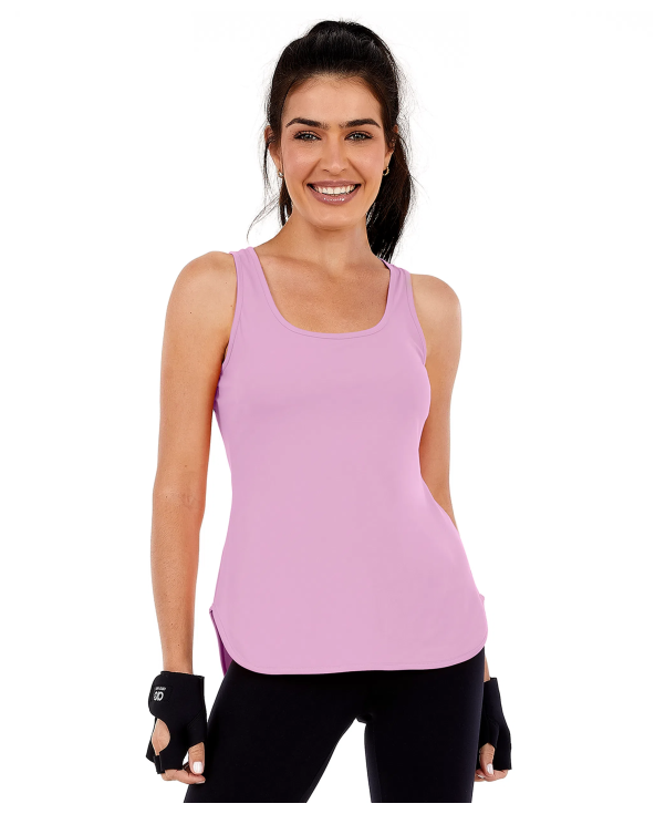 Regata Skin Fit Alongada Gola V Rosa Soft
