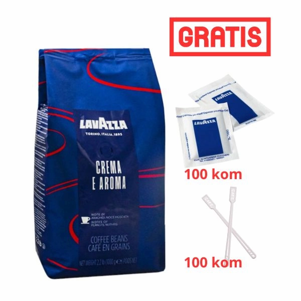 Lavazza Crema E Aroma Blue 1kg – GRATIS Šećer + Kašičice