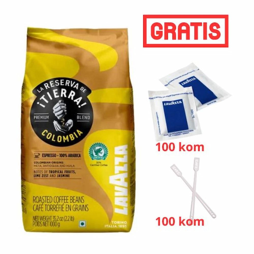 Lavazza Tierra Colombia 1kg – GRATIS Šećer + Kašičice