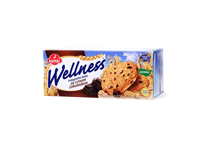 Wellness Keks integralni komadići čokolade 210g Bambi