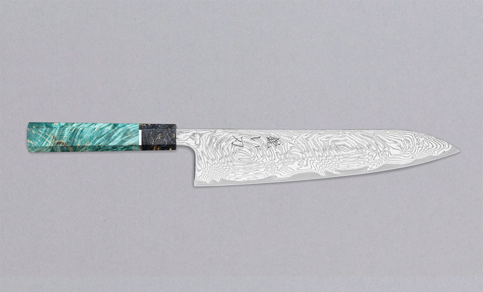 HOKIYAMA GYUTO SWIRL DAMASCUS 210 MM – OKINAWA REEF