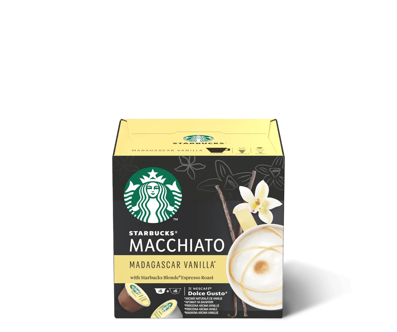 Starbucks® Madagascar Vanilla Macchiato
by NESCAFÉ® Dolce Gusto®
