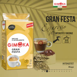 GIMOKA GRAN FESTA PRŽENA MLEVENA KAFA ZA ESPRESSO I ZA MOKA APARAT 250 GRAMA