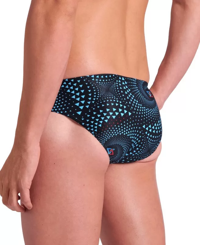 MENS ARENA FIREFLOW SWIM BRIEFS BLACK MULTI