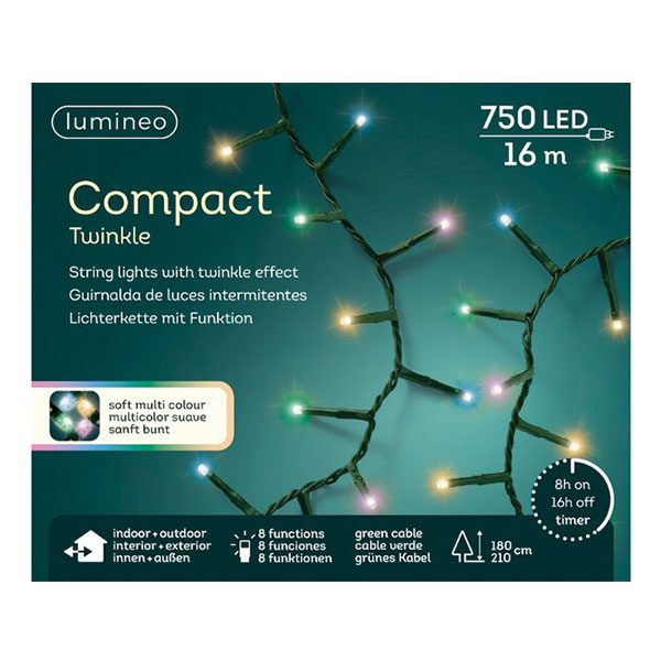 Lumineo Novogodišnje LED lampice za jelku 1600cm 750L 8 funkcija Multicolor 49.5471