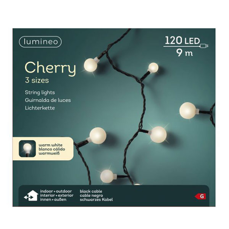 Lumineo Spoljašnje LED novogodišnje lampice Cherry 9m 120L toplo bela 49.4646