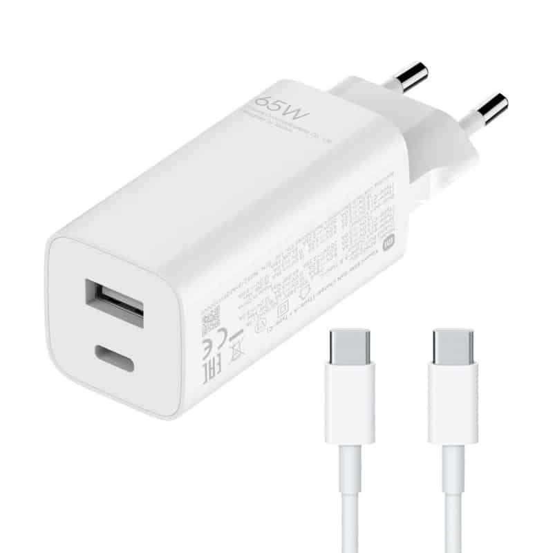 XIAOMI PUNJAČ 65W DUAL PORT TYPE A + TYPE C/GAN/ SA KABLOM TYPE C