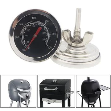 STAINLESS STEEL BBQ GRILL THERMOMETER FOR LID