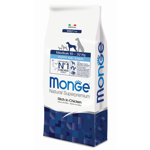 Monge Natural Superpremium Dog Medium Puppy And Junior piletina 12 kg