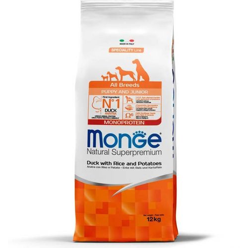 Monge Natural Superpremium Dog All Breeds Puppy And Junior Monoprotein pačetina sa pirinčem i krompirom 12 kg