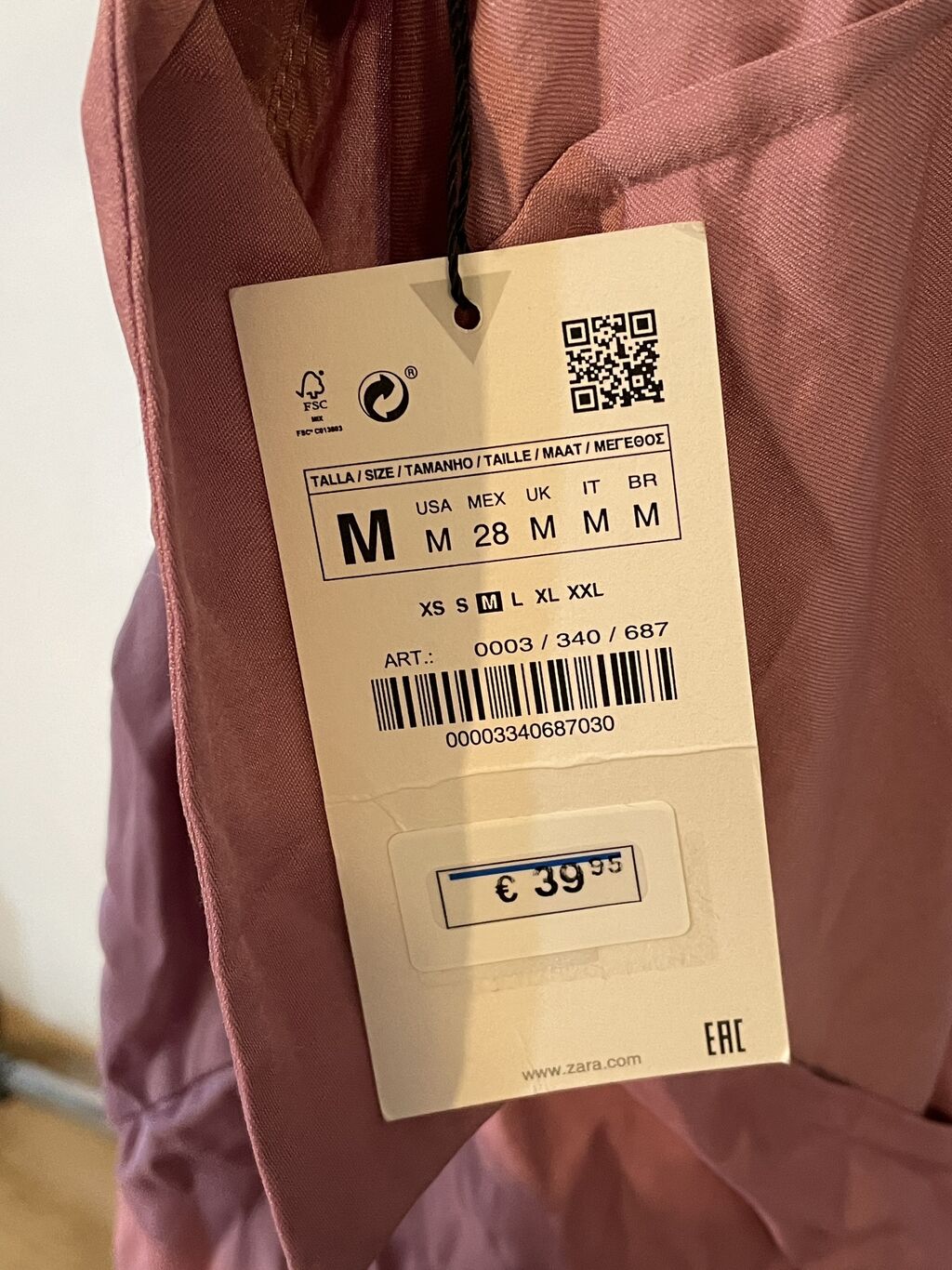 Zara M (EU 38), bоја - Roze, Oversize, Dugih rukava