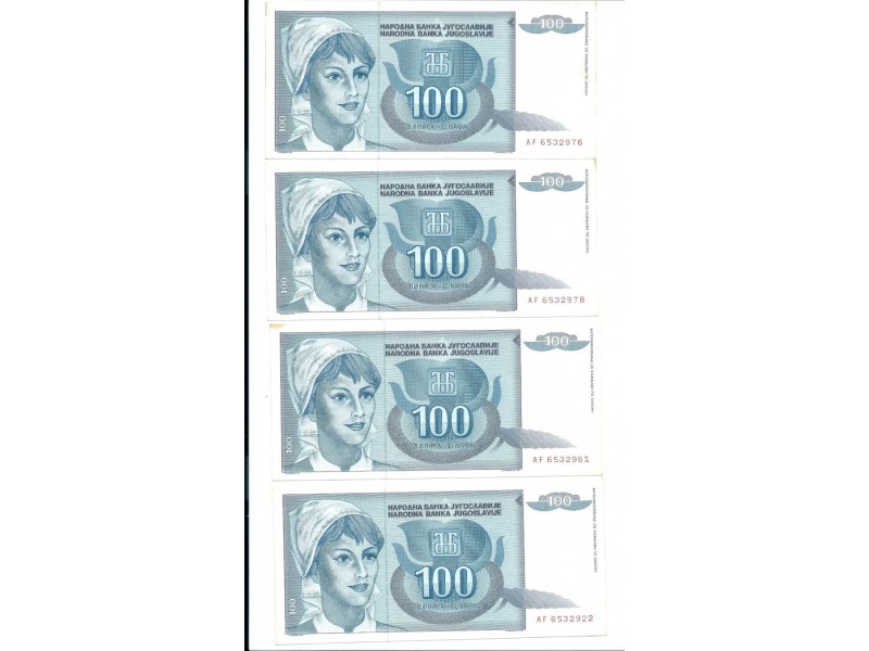 100 dinara 1992 odlicne,8 komada