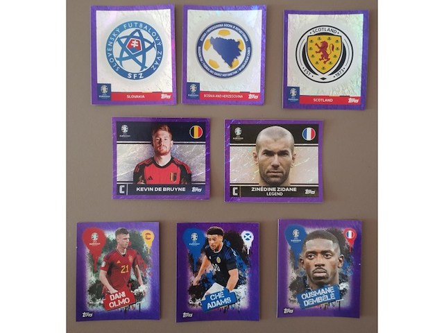 Lot 8 ljubičastih paralela - Euro2024 Topps